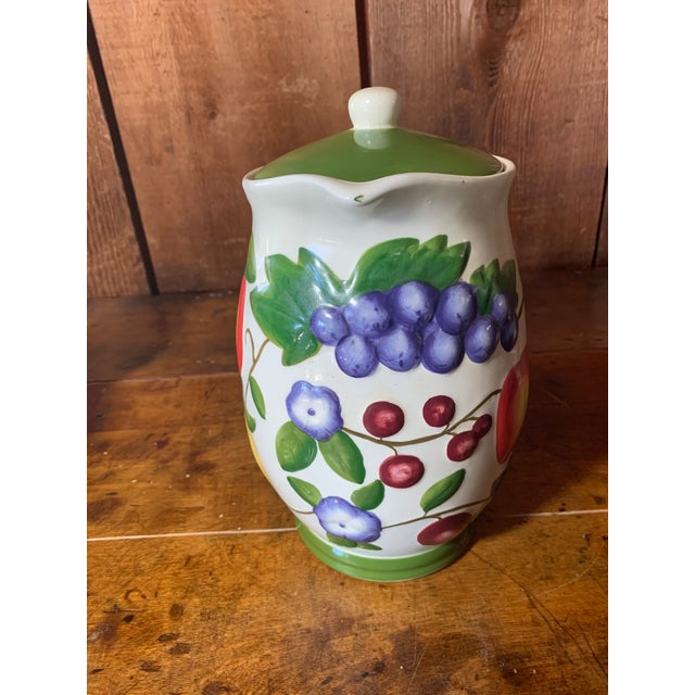 1970s Hand Painted Fruit Pitcher | Chairish