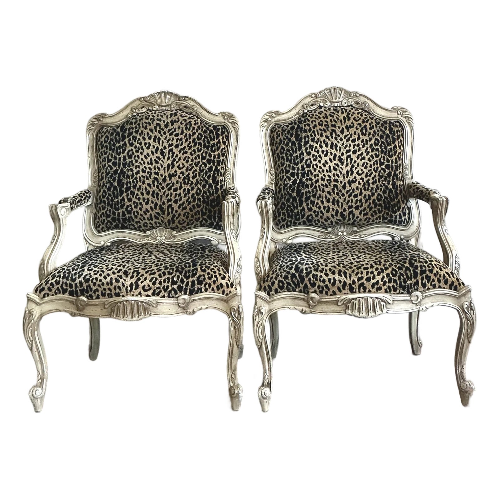 Vintage Regency Leopard Fauteuil Chairs - A Pair | Chairish