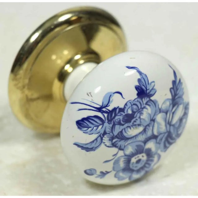 Late 20th Century Blue Floral Gainsborough Ceramic Door Knob | Chairish