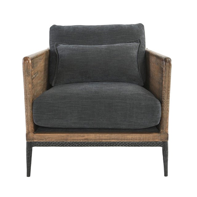 Modern Lodge Wood & Slate Club Chair | Chairish