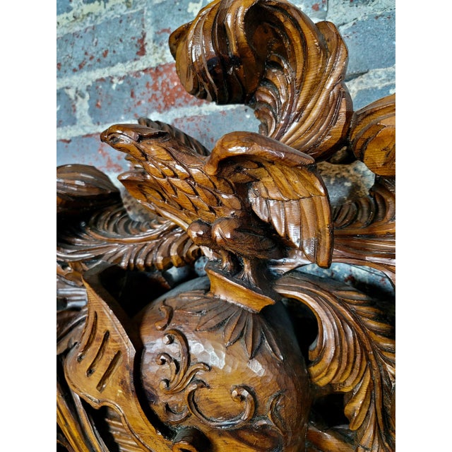 19th Century Highly Carved Over-Door Wooden Crest W/Eagle | Chairish
