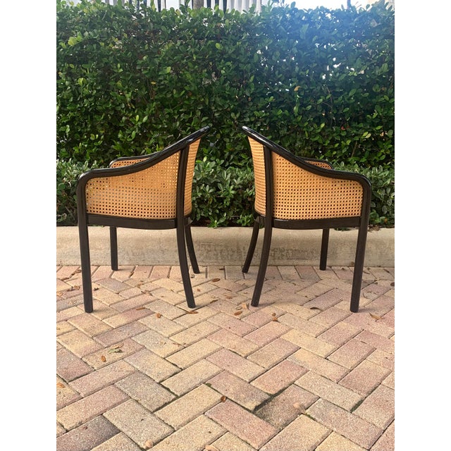 Ward Bennett Landmark Style Lounge Chairs in Wood and Cane, a Pair ...