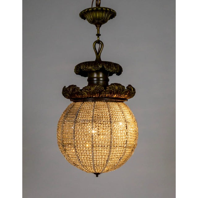 Large 1900s Belle Epoque Beaded Crystal Sphere Light Fixture With ...