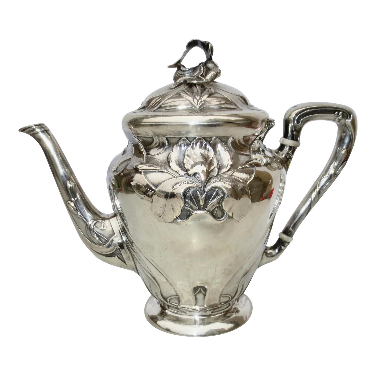Silver-Plate Art Nouveau Tea Pot | Chairish
