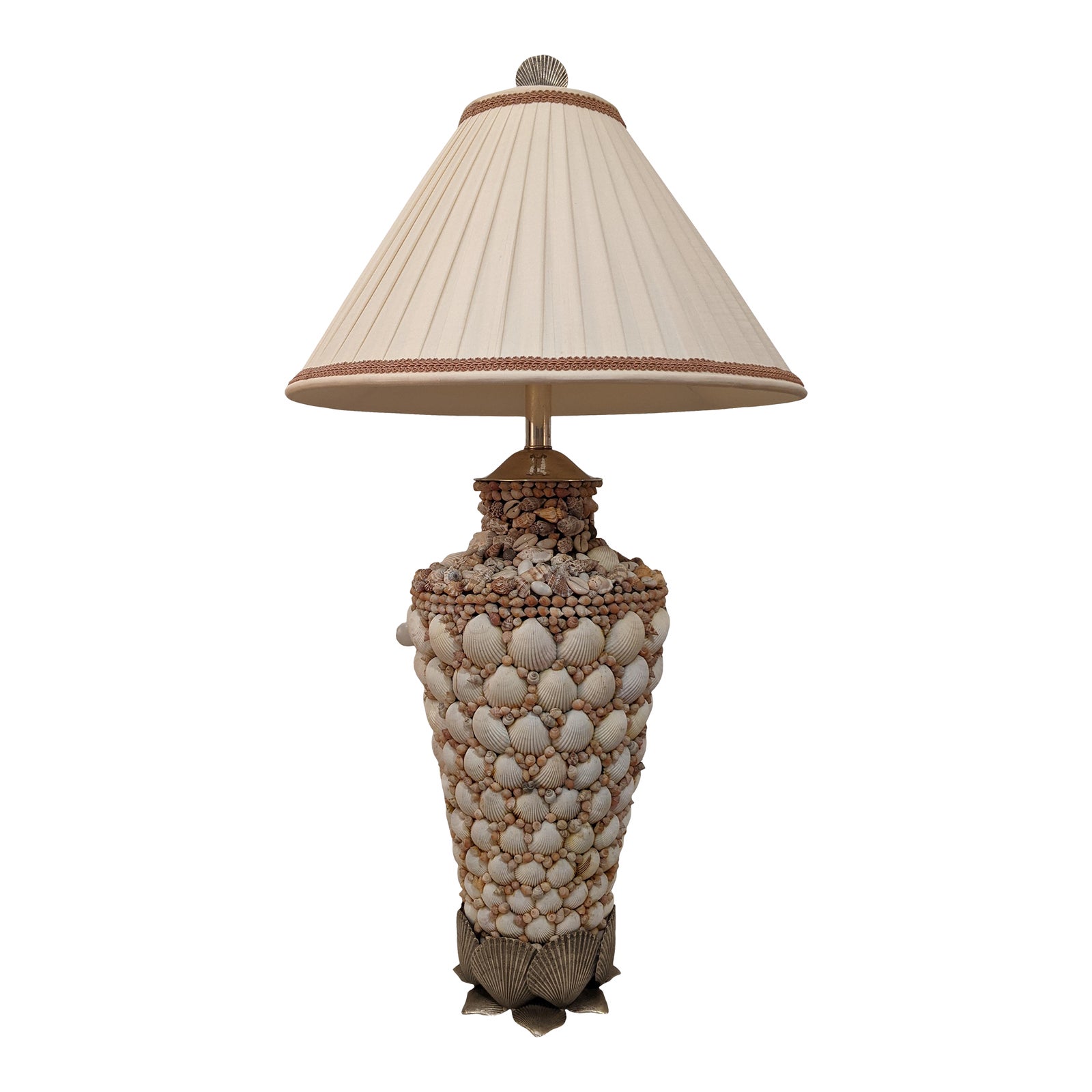 Scallop Seashell & Silverplate Table Lamp With Silk Shantung Shade ...