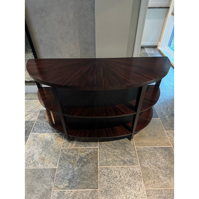 Thayer Coggins Pair of Half Moon Zebra Wood Matte Lacquered Console ...