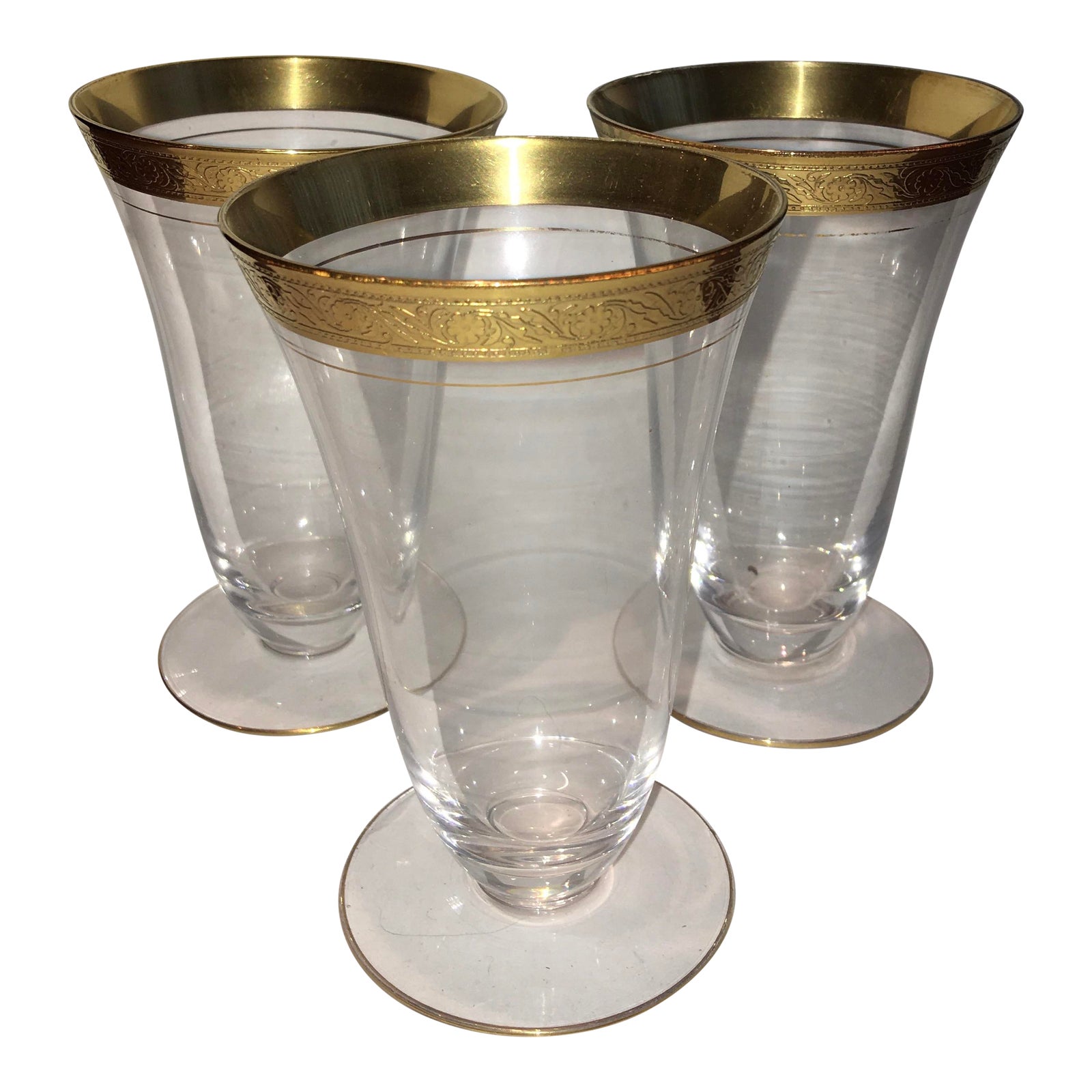 Vintage Gold Rim Glasses Set Of 3 Chairish