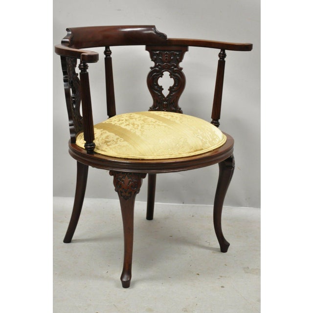 Antique Victorian French Style Mahogany Vanity Accent Side Chair With ...