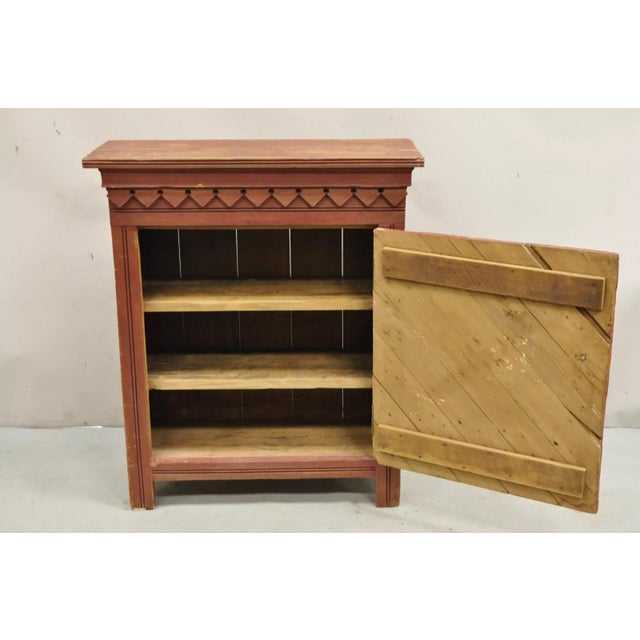 Antique French Country Red Distress Painted One Door Wooden Cupboard ...