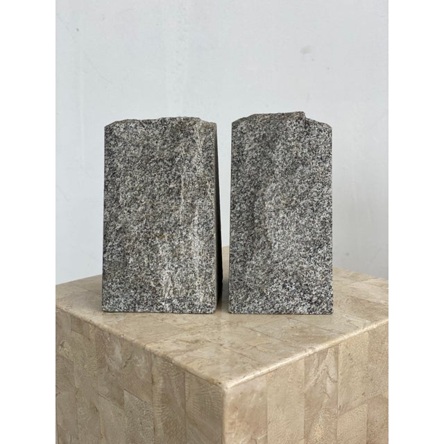 Vintage Carved Granite Block Wedge Bookends, a Pair, Circa 1960s | Chairish