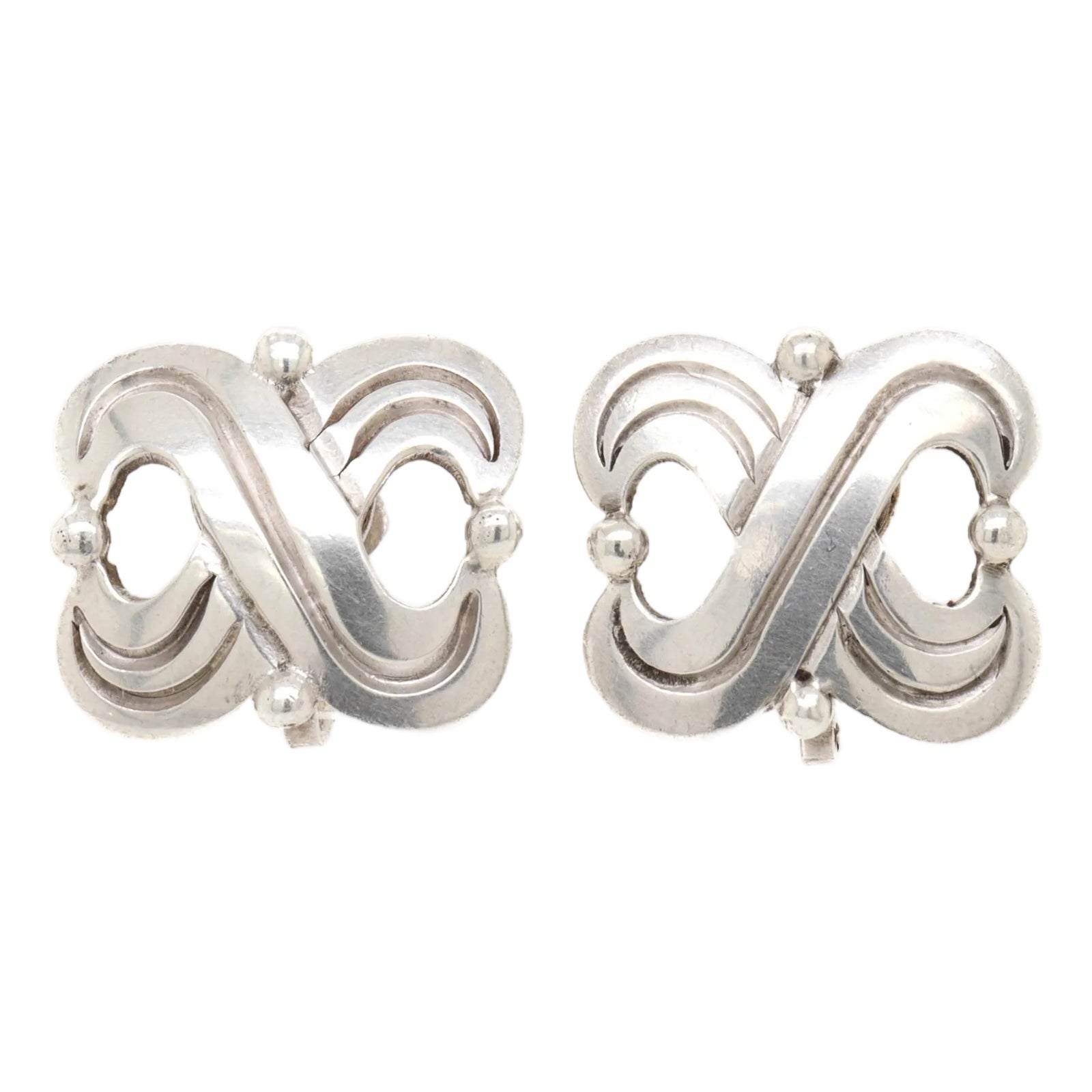 Signed Hector Aguilar Mexican Mid-Century Sterling Silver Screwback ...