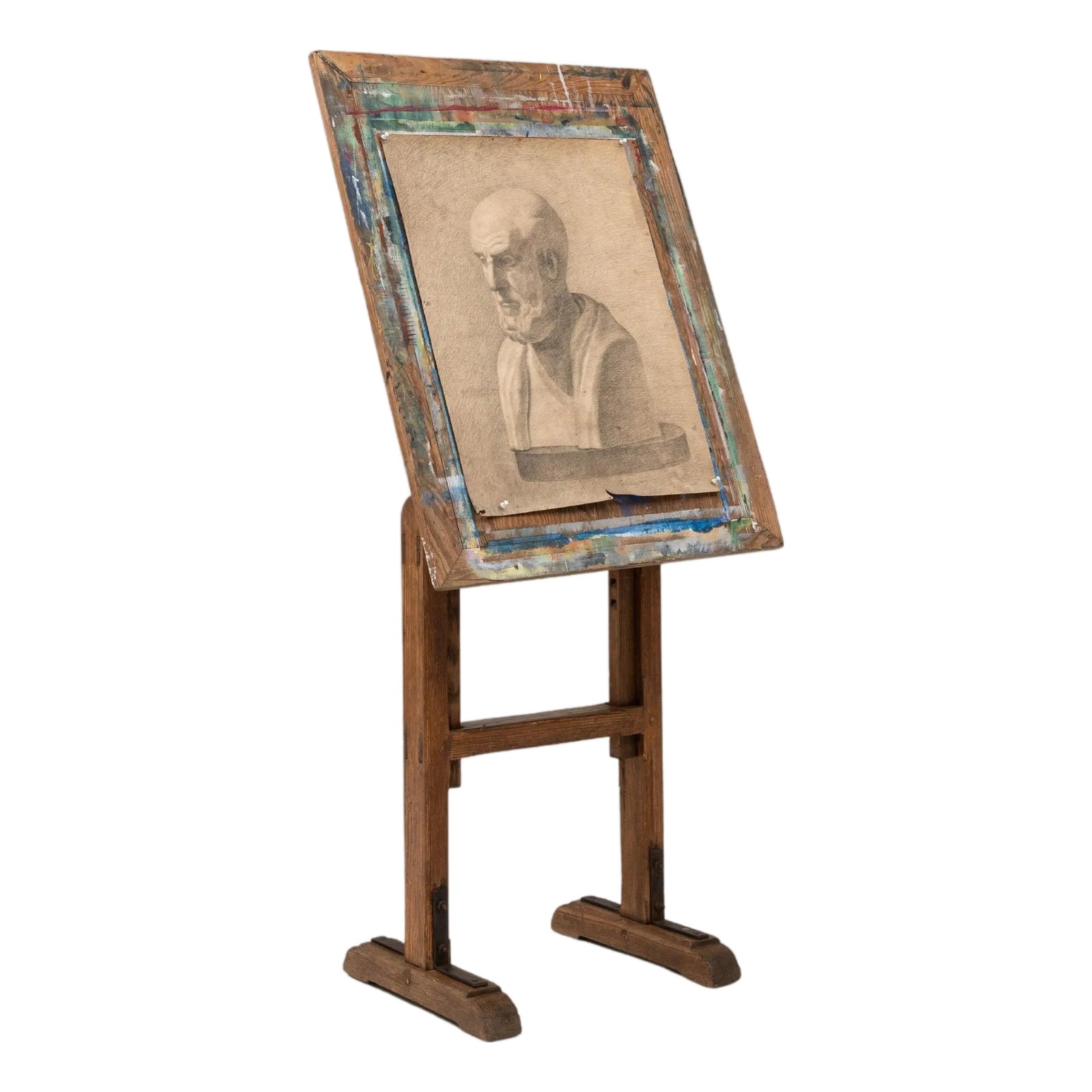 20th Century French Wooden Artist's Easel with Adjustable Tilt | Chairish