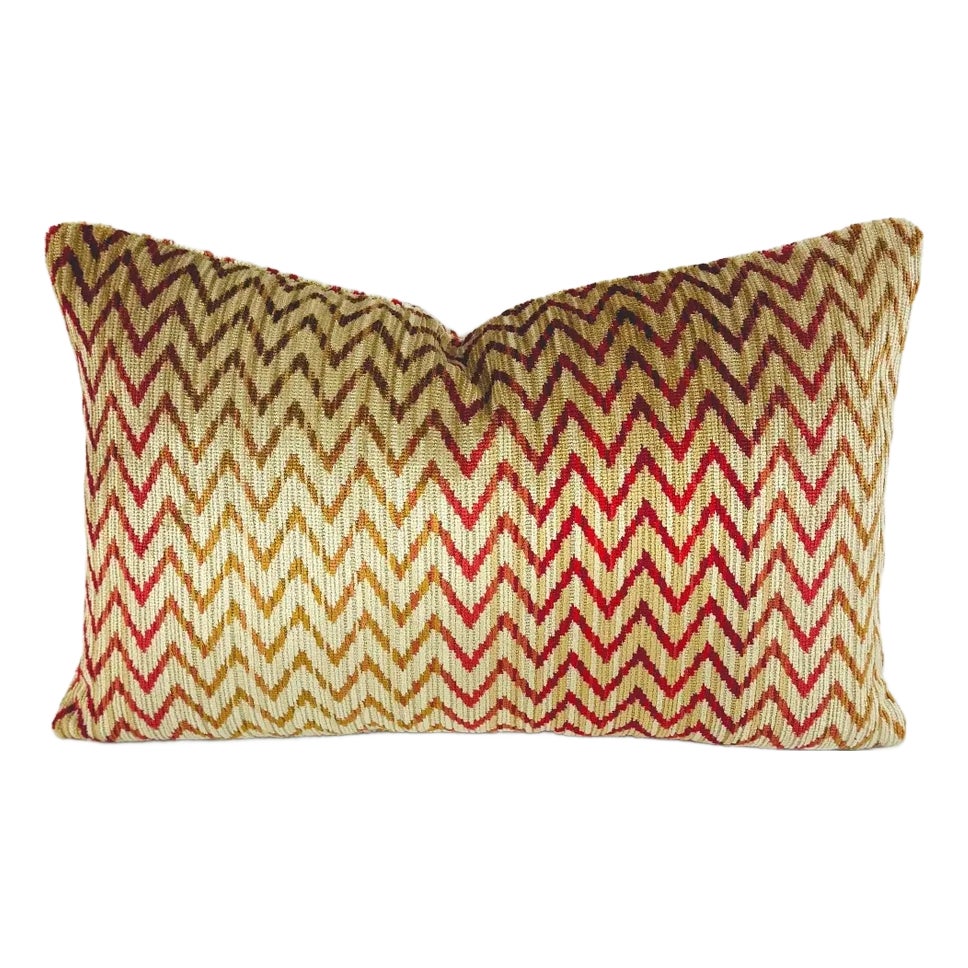 Colefax and Fowler Jerome in Red Lumbar Pillow Cover - Red and Gold ...