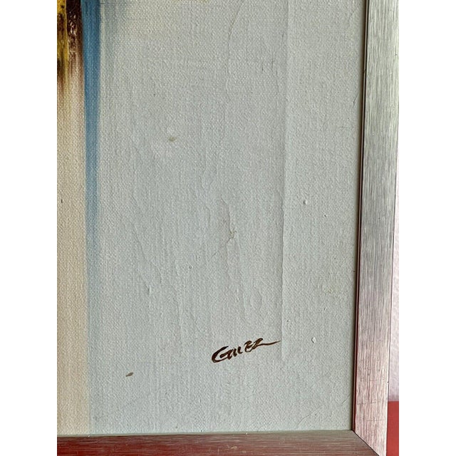 Vintage Guez Abstract Expressionist Art Painting on Canvas | Chairish