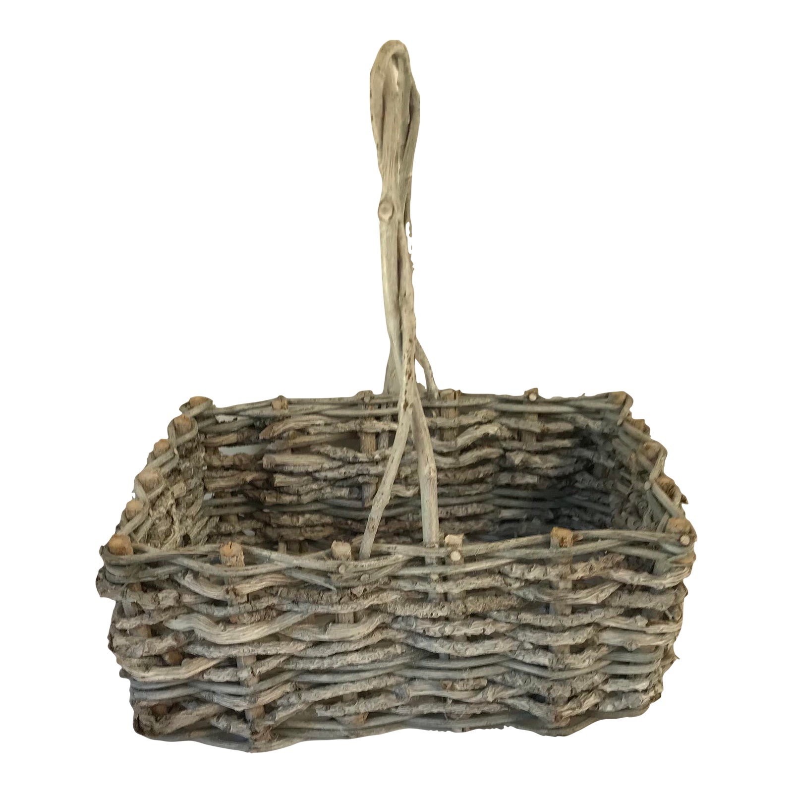 Vintage Stick Basket With Distressed Finish | Chairish