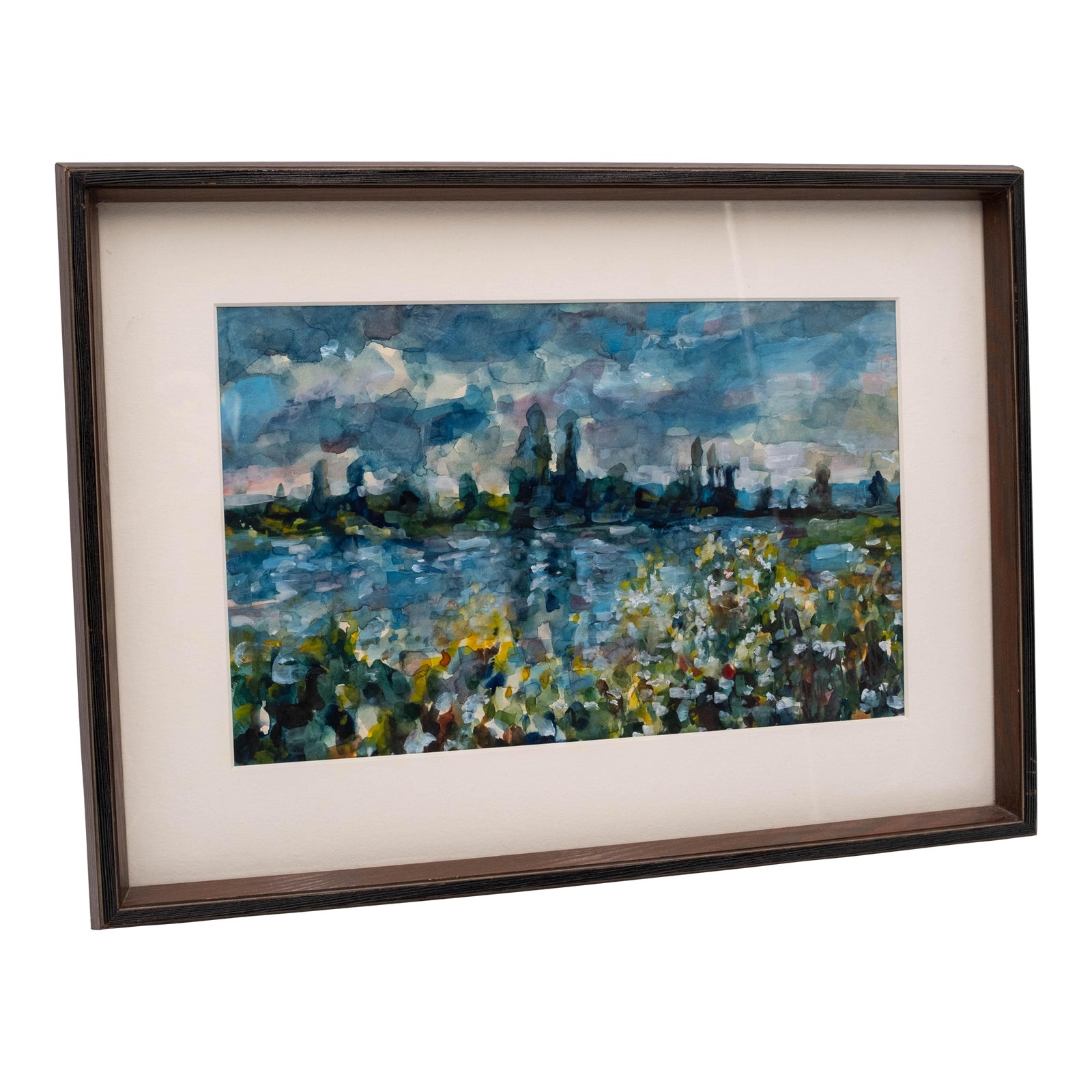 Abstract Flowers on a River Bank Print Artist Signed | Chairish