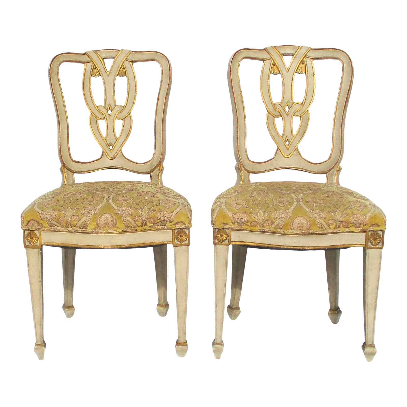 Italian Carved Spade Leg Side Chairs - a Pair of 2 | Chairish