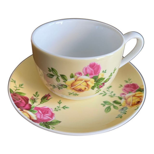 Royal Albert Country Rose Teacup and Saucer - Set of 2 | Chairish