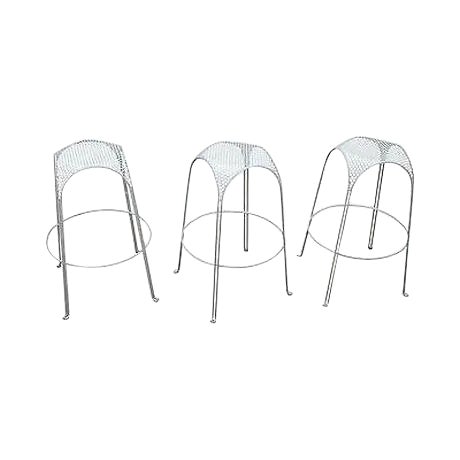 Mid Century Modern Set of 3 Painted Metal Bar Stools | Chairish