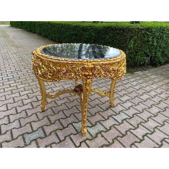 Vintage Italian Baroque/Rococo Gold Center or Dining Table With Black ...