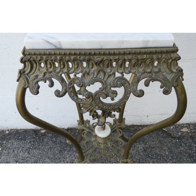 Victorian Marble Top and Brass Finish Flower Statue Stand Pedestal ...