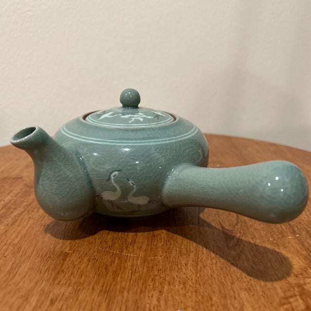 Early 21st Century Korean Style Celadon Porcelain Crane Bird Cloud ...
