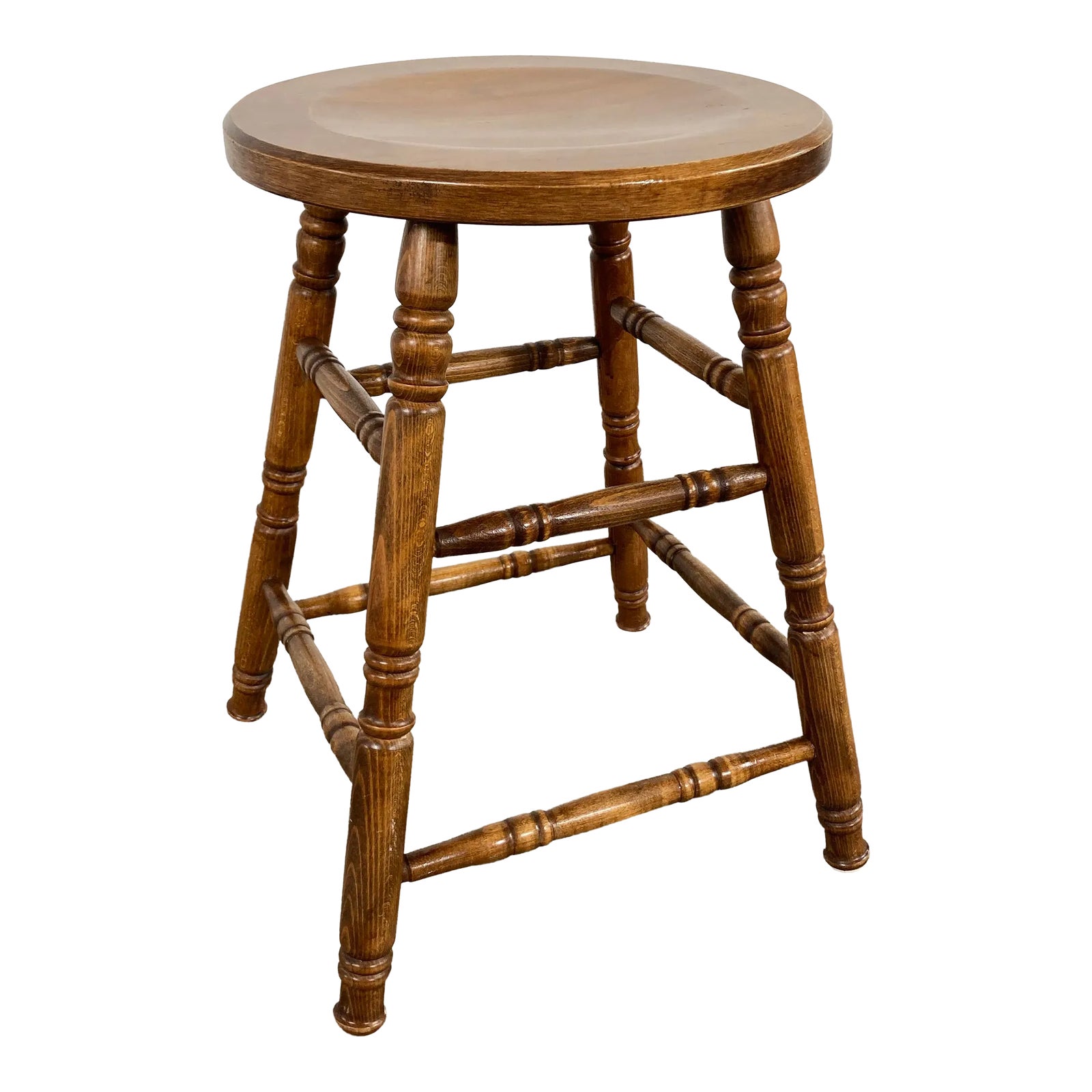 Early 20th C Turned Wood Stool | Chairish