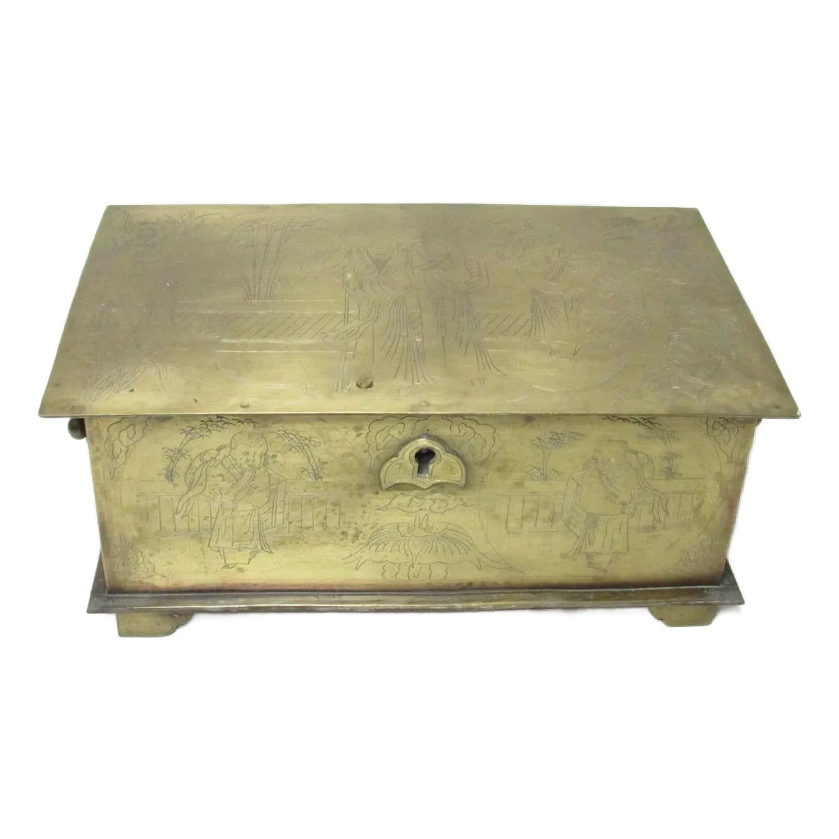 Antique Chinese Engraved Brass Box | Chairish