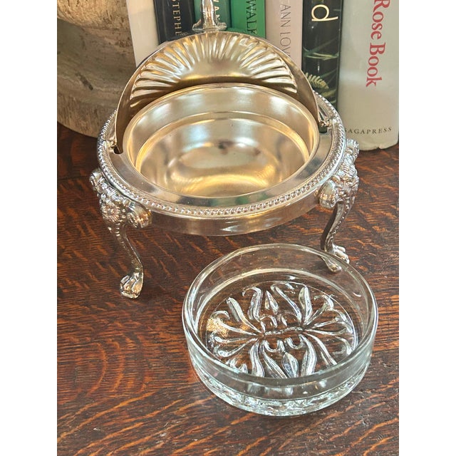 Vintage Leonard Silver Plate Roll Top Caviar or Butter Dish With Glass ...