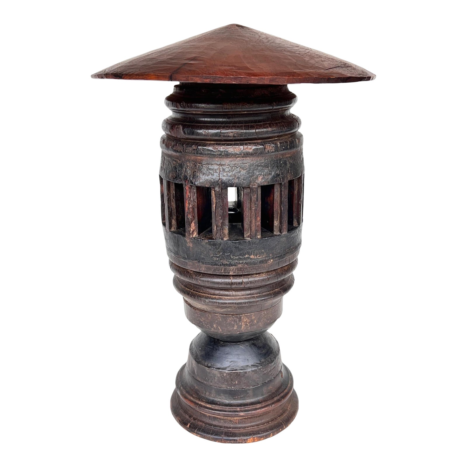 Antique Wooden Ox Cart Wagon Hub Lamp-Circa 1700 | Chairish