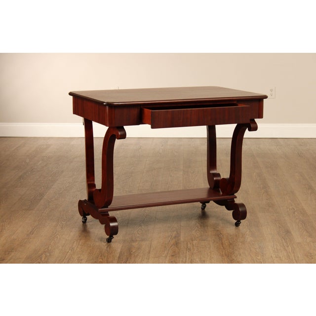 Antique American Empire Style One Drawer Mahogany Library Table Desk ...