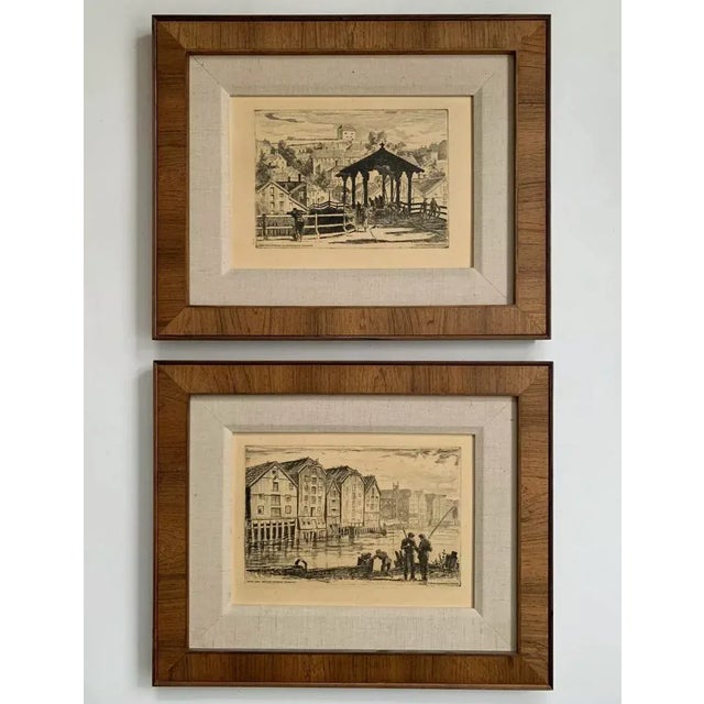 1930s Chrix Dahl Norwegian Etchings, Framed - a Pair | Chairish