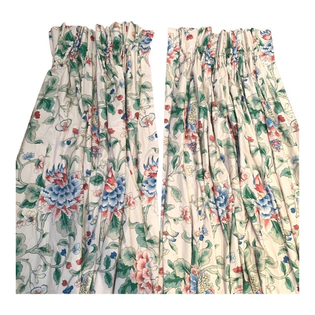 Vintage Floral Chintz Drapery Panel With Thermal Lining | Chairish
