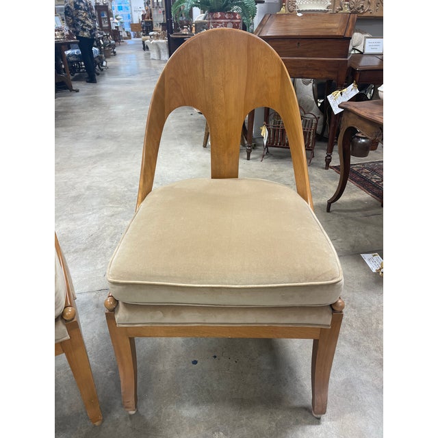 Pair, American Mid Century Walnut Spoon Back Chairs With Fine Designer ...