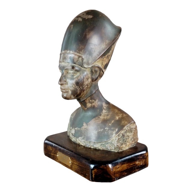Nefertiti Bust Sculpture - Egyptian Revival Carved Stone | Chairish