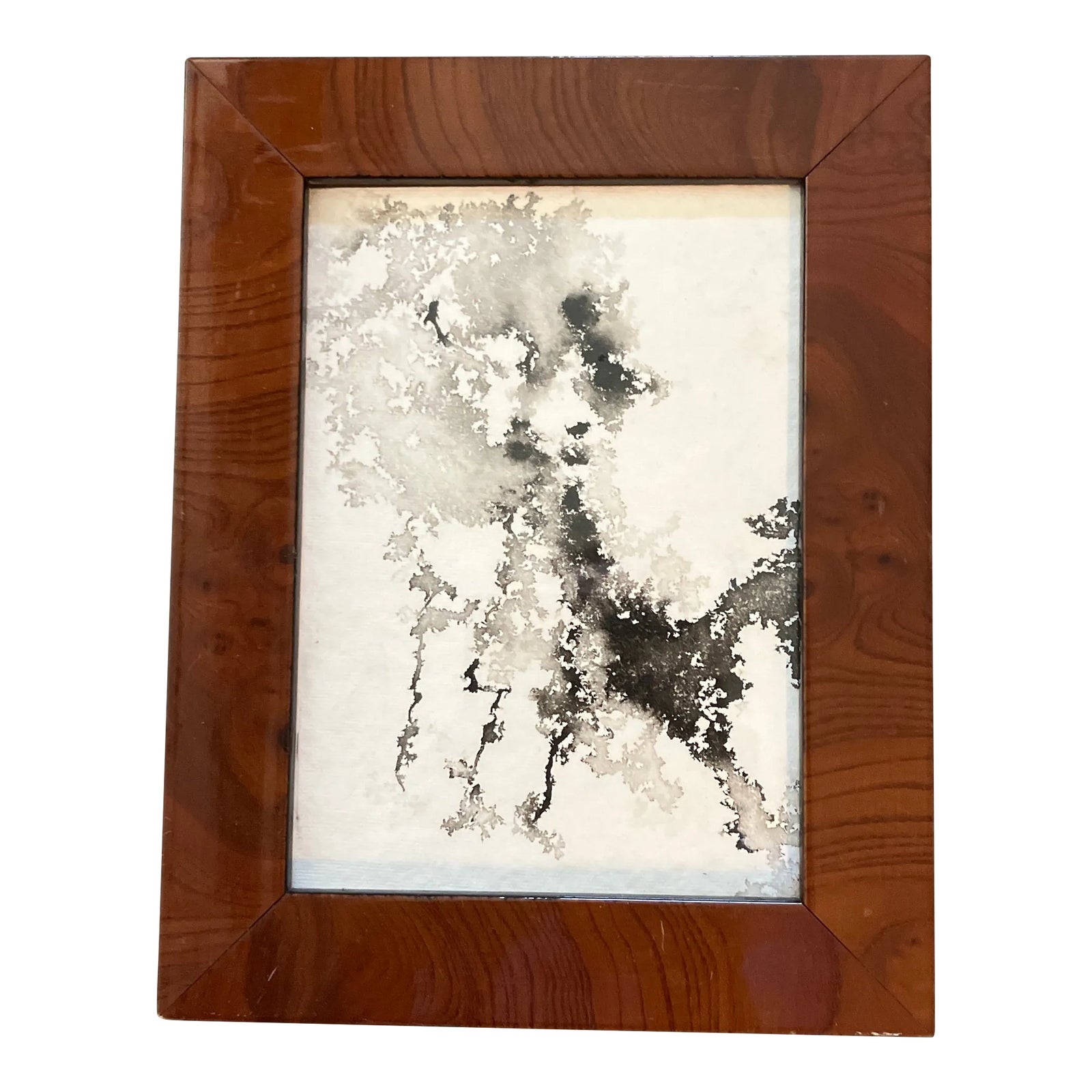 Contemporary Original Abstract Ink Painting Fancy Wood Italian Tabletop ...