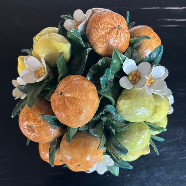 Vintage Italian Ceramic Lemon and Orange Topiary Centerpiece | Chairish