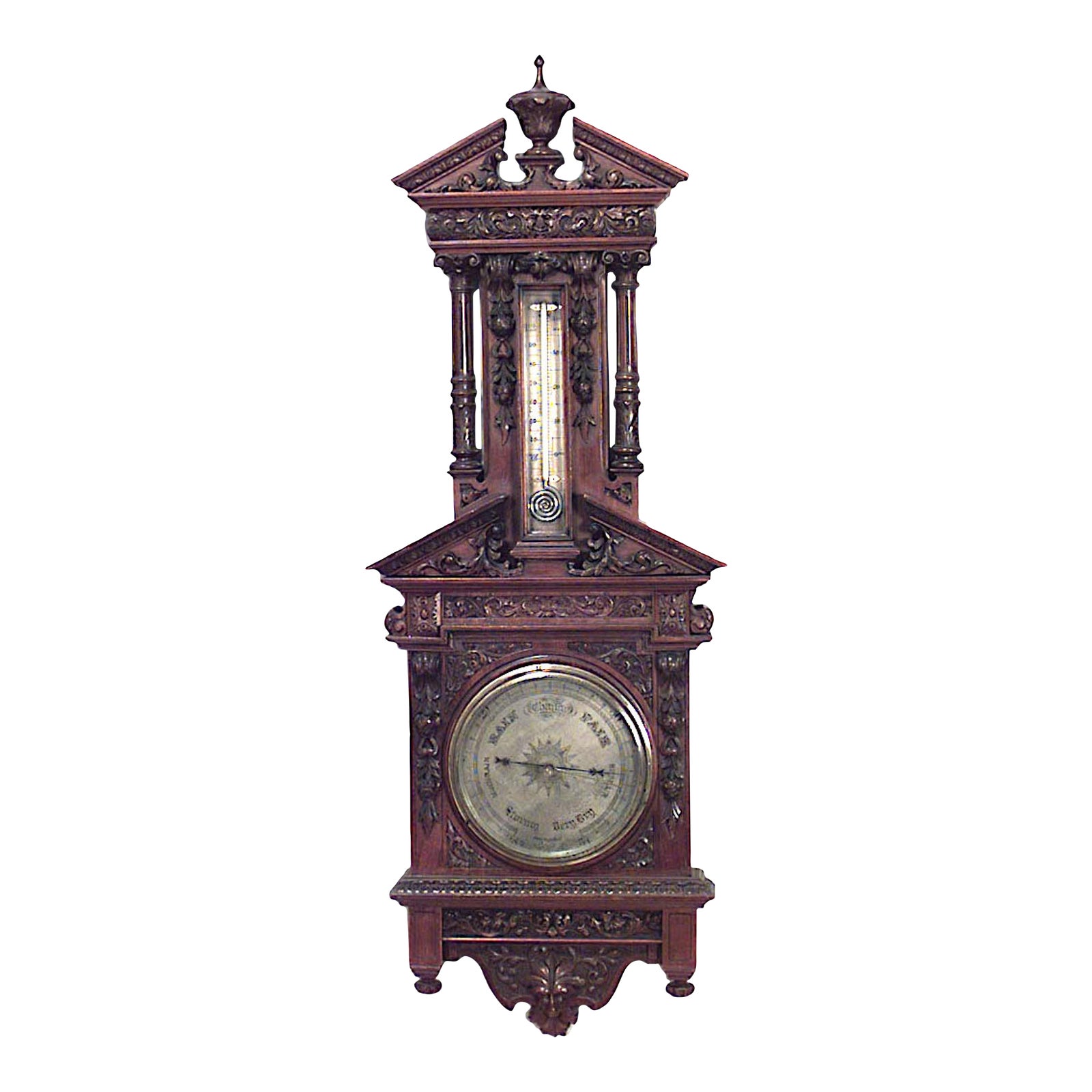 English Victorian Walnut Wall Barometer | Chairish