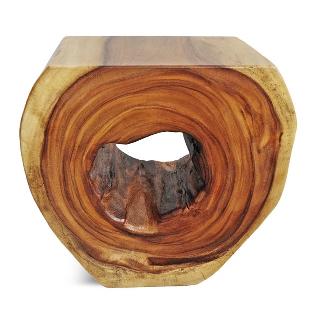 Organic Monkey Pod Hole Console Table | Chairish