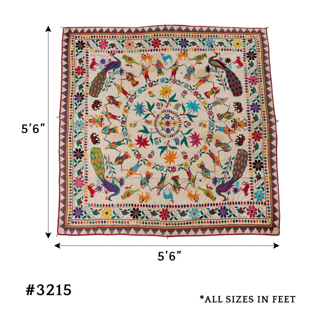 Vintage Hand Embroidered Textile Wall Decor Tapestry | Chairish