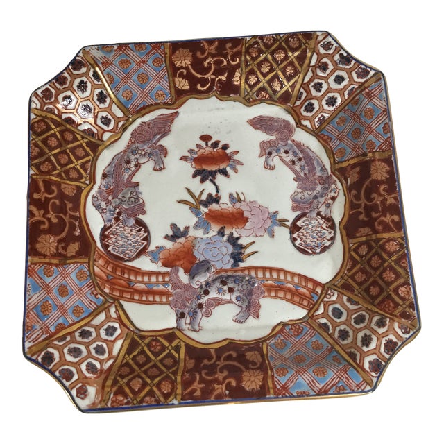 Vintage Octagonal Hand Painted Chinese Dragon Tray | Chairish