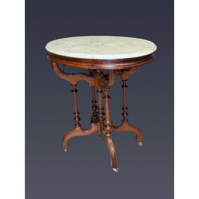 Antique Victorian 19th C Carved Walnut Renaissance Revival White Marble ...