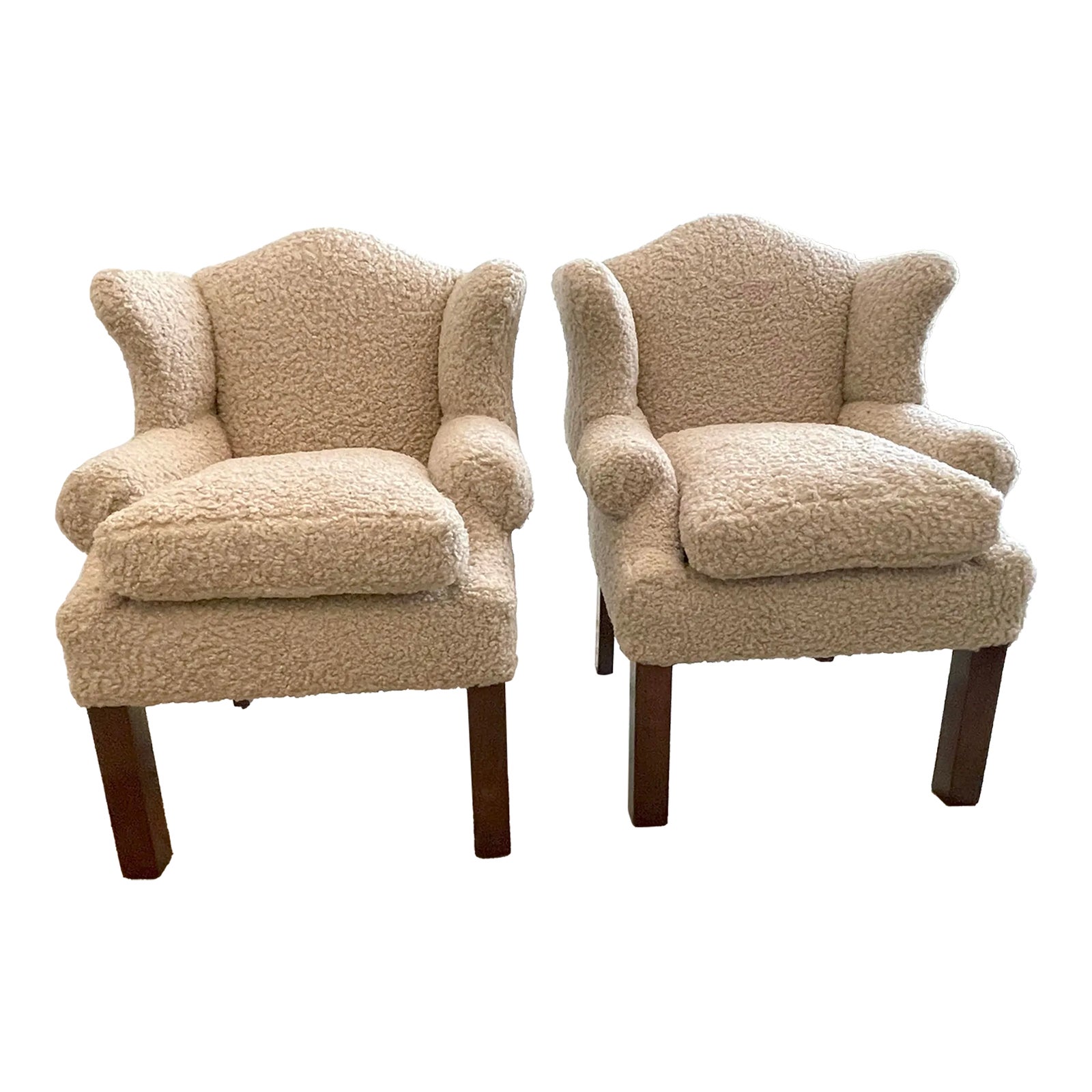 Vintage Petite Traditional Wingback Chairs - a Pair | Chairish