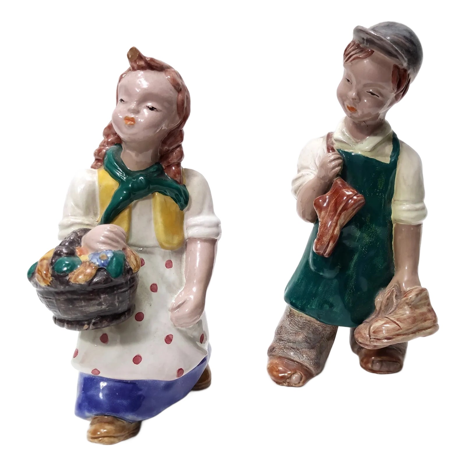 Art Deco Glazed Ceramic Figures by Maria Rahmer, 1930s, Set of 2 | Chairish