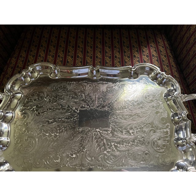 Vintage Mid 20th Century Silver Plate Buttler Scallop Tray | Chairish