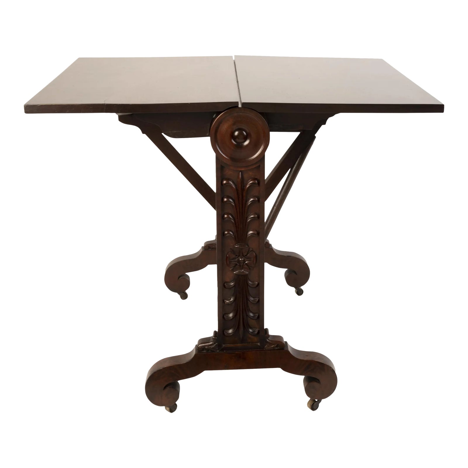 American Classical Carved Mahogany Sunderland Table, Ca 1840 | Chairish