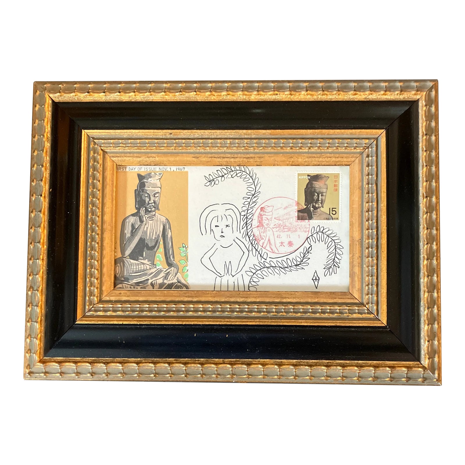 Contemporary Abstract Ink Drawing /Collage by Judy Henn “First Day as a ...