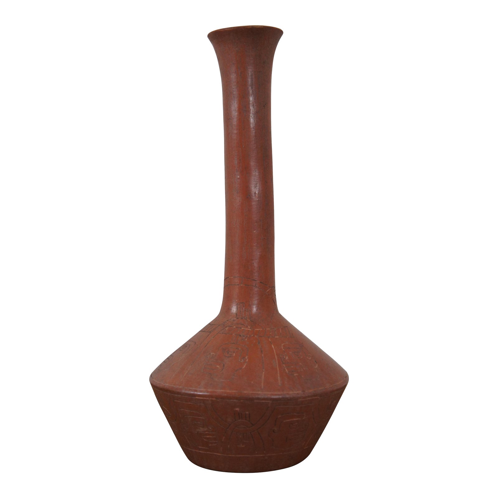 Vintage Southwestern Peruvian Incan Terracotta Art Pottery Bottle Vase ...