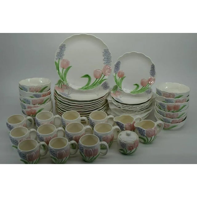 Late 20th Century 50 Piece Mary Ann Baker "Tulip Garden" Porcelain Dinner Service & Tea / Coffee ...