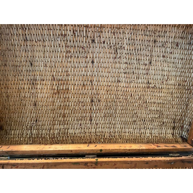 Vintage Woven Rattan Trunk/Suitcase | Chairish
